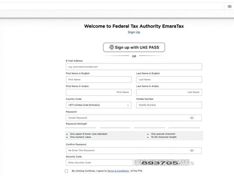 How to Create an eServices Account on the FTA - EmaraTax Portal